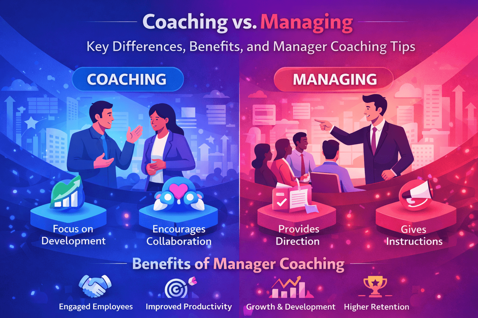 Coaching vs. Managing: Key Differences, Benefits, and Manager Coaching Tips